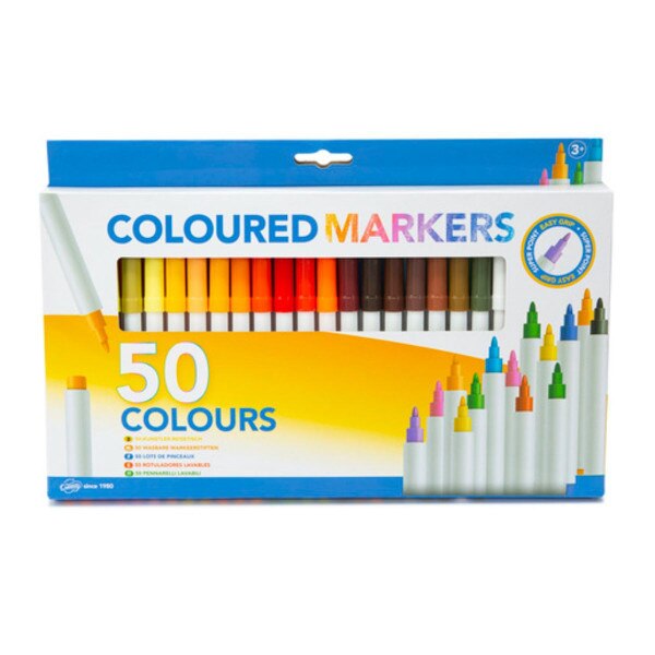 Grafix Super Tips Washable Marker Pens - 50 Pack (Assorted Color ...